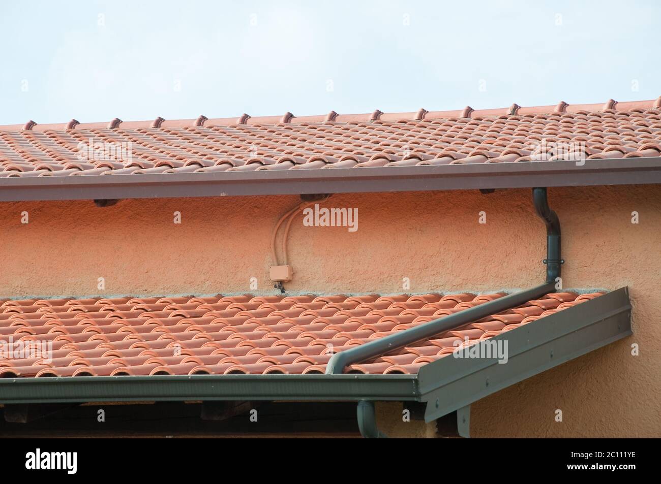 Roof of a house with roof tiles and gutters Stock Photo - Alamy