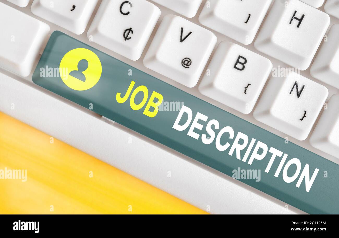Text sign showing Job Description. Business photo showcasing written ...