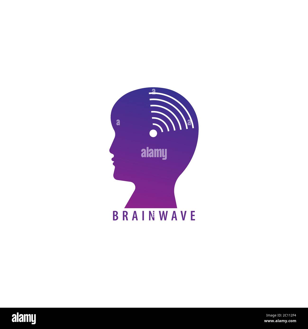 Brainwave logo design template. The silhouette of a person's head with ...