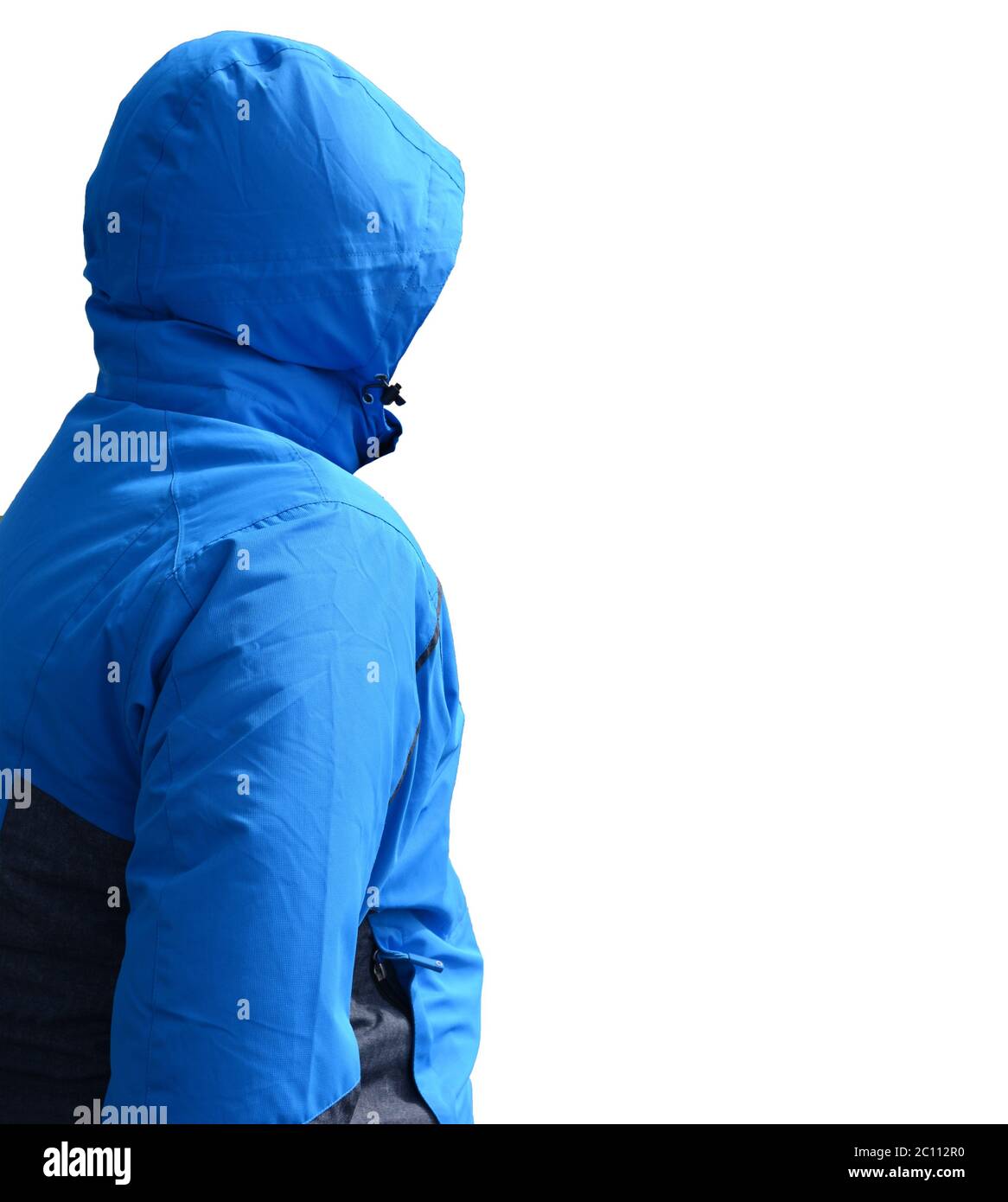 Man in blue jacket with wood standing isolated on white Stock Photo - Alamy