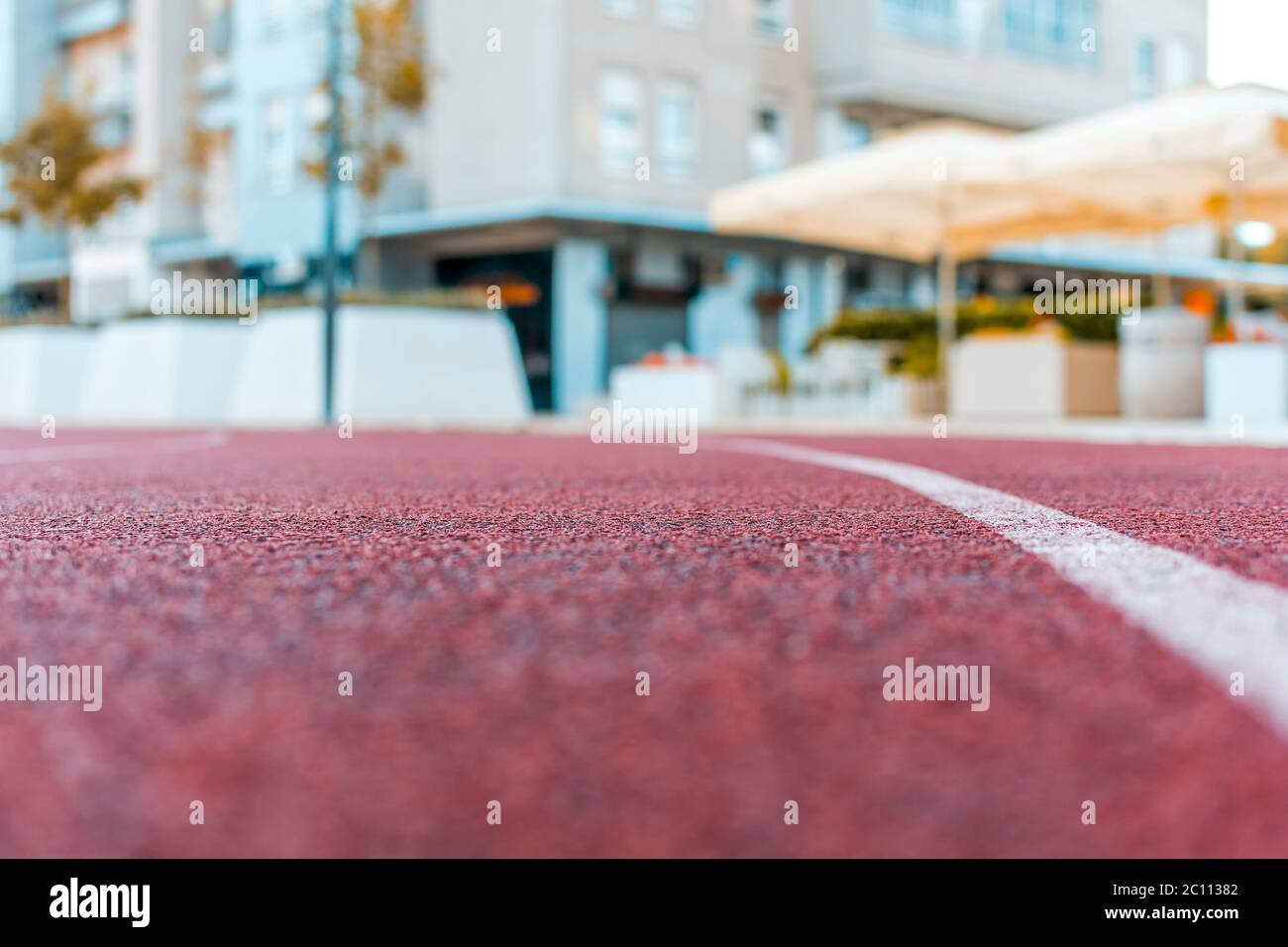 Running track sports texture surface with foreground fild blur Stock ...