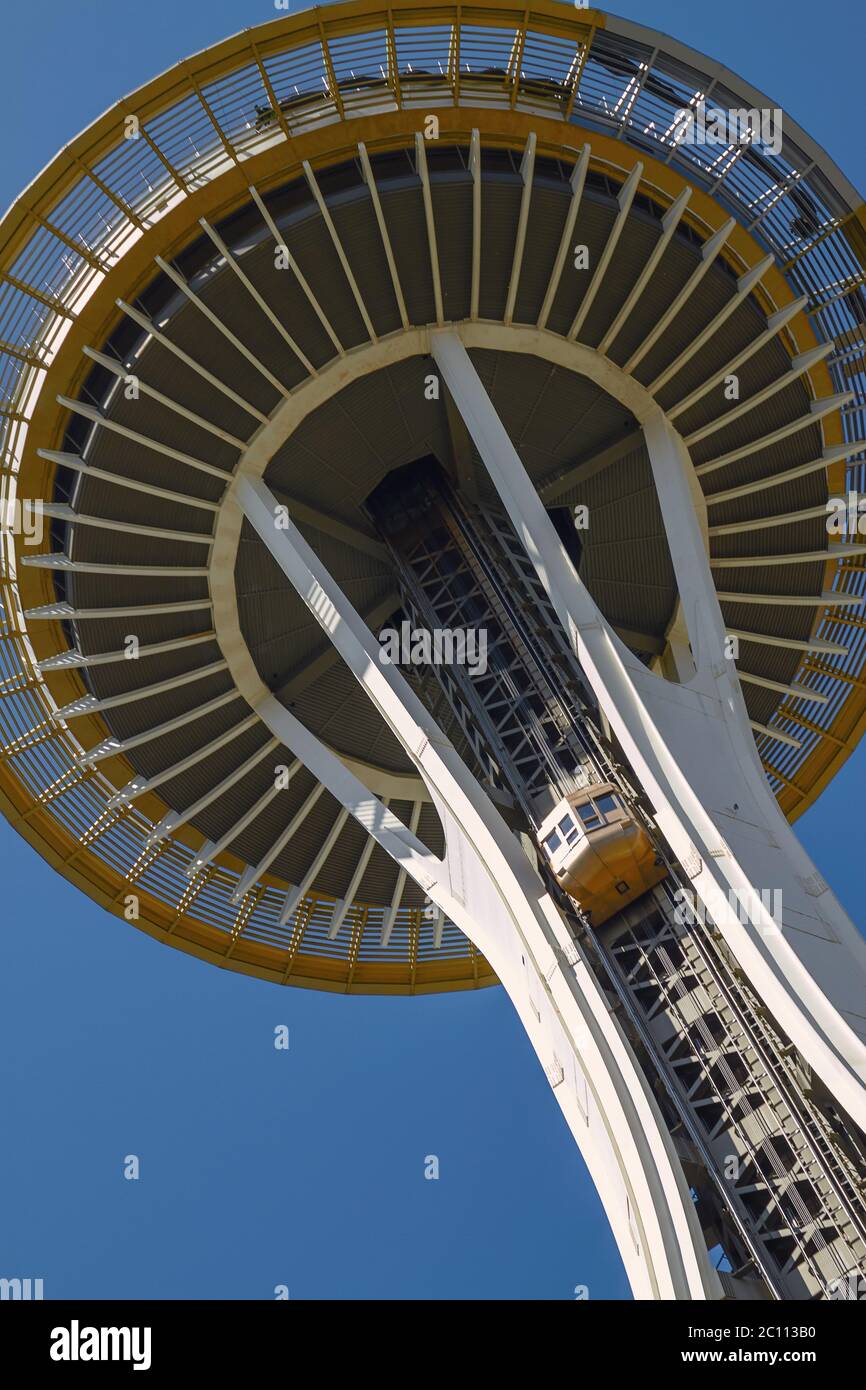 Detail of Space Needle Tower in Seattle, Washington, United States ...