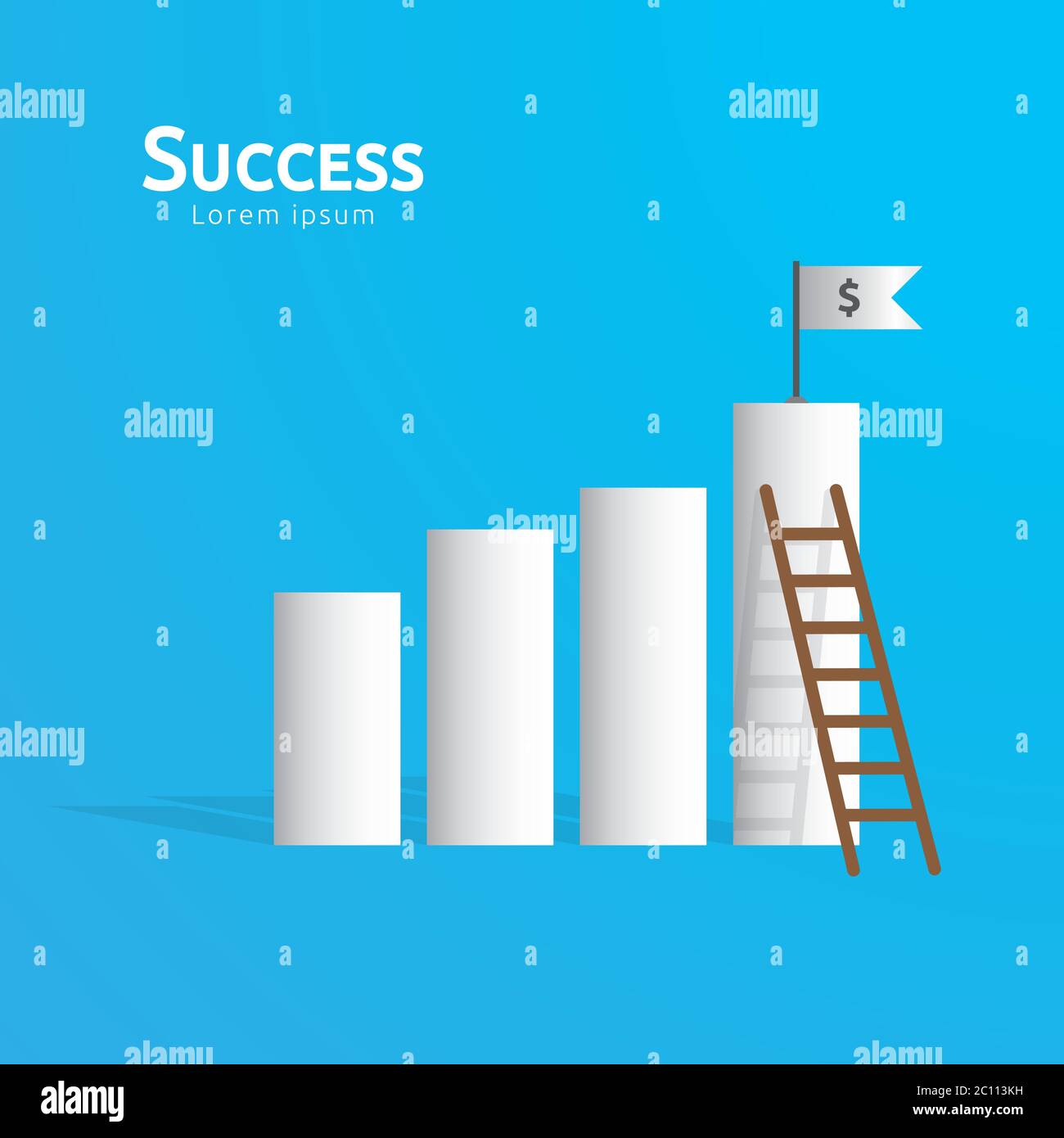 Business concept of achievement success with climbing stair and goal ...