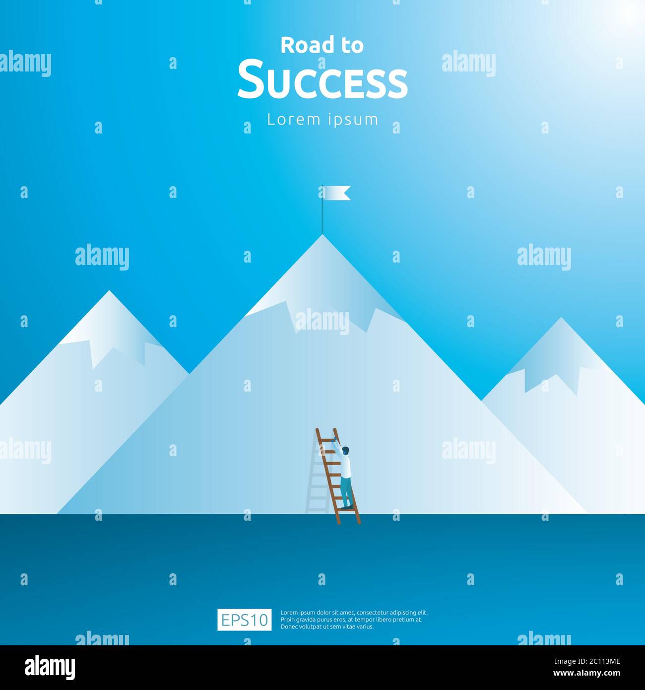 Business concept of achievement success with climbing stair and goal ...