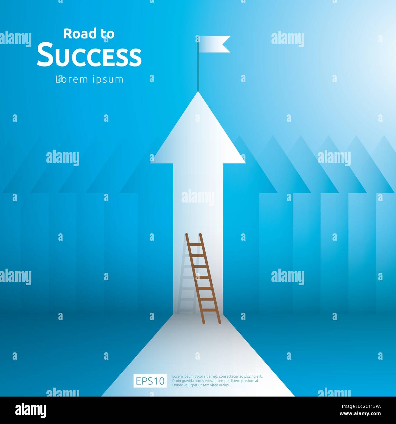 Business concept of achievement success with climbing stair and goal ...
