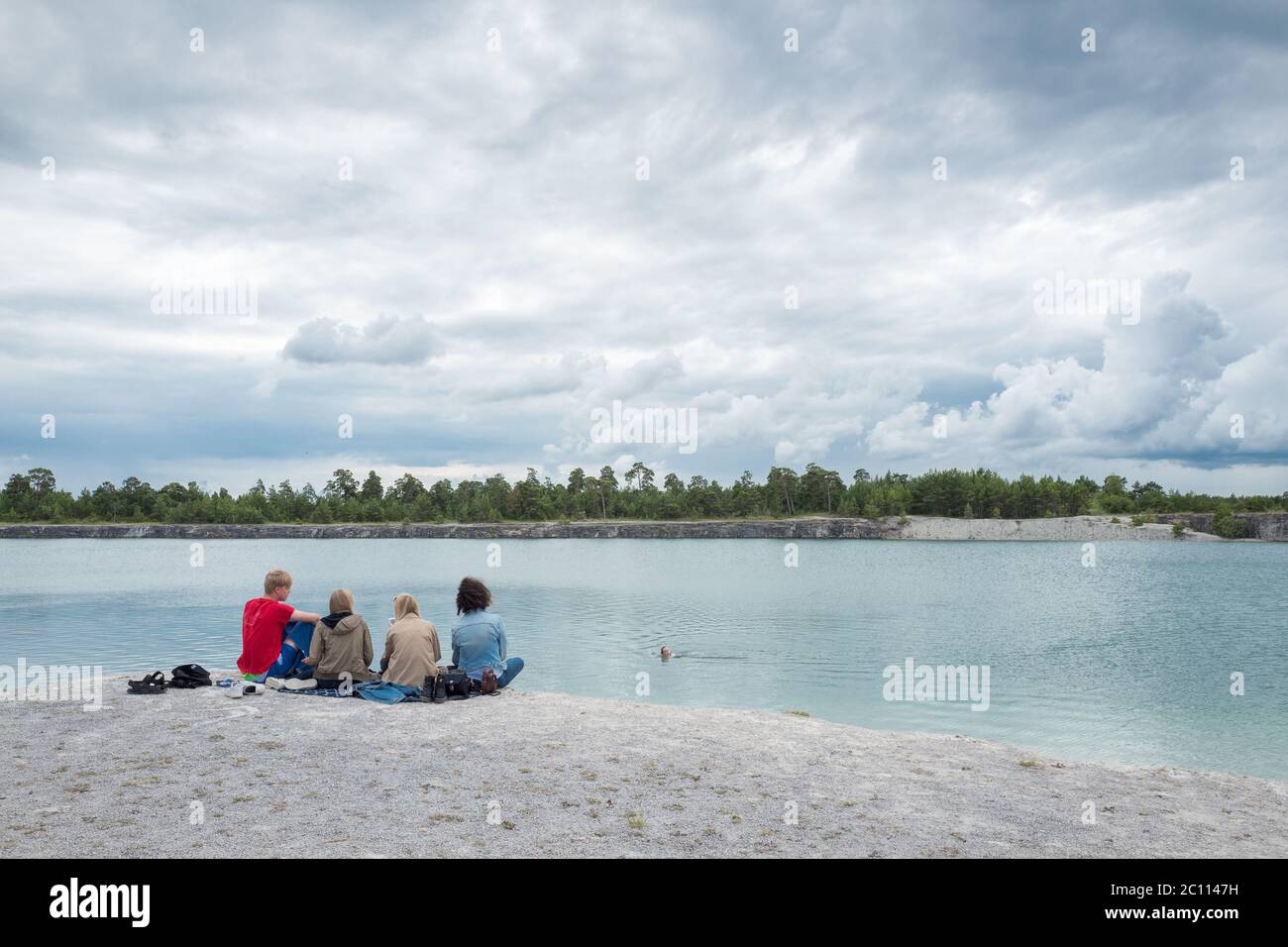 The Blue Lagoon on Swedish Baltic sea island Gotland is a water-filled ...