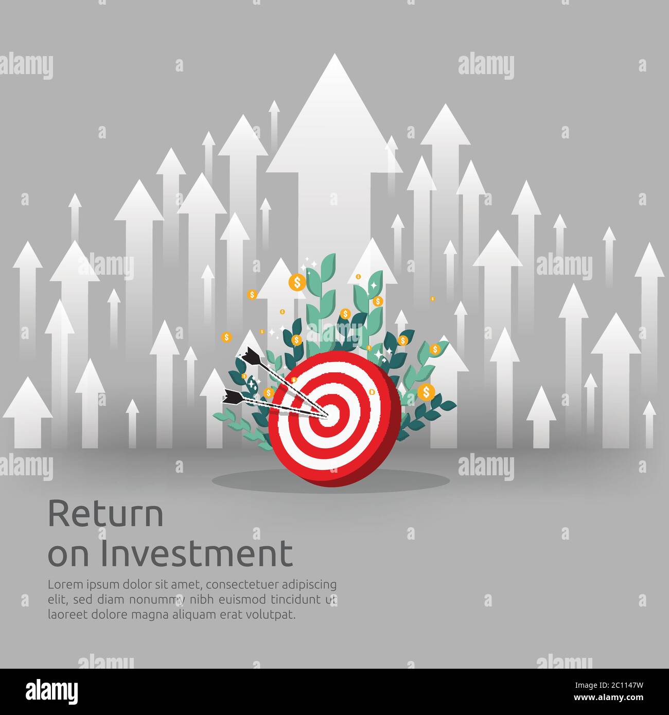 Return on investment ROI concept. business growth arrows to success ...