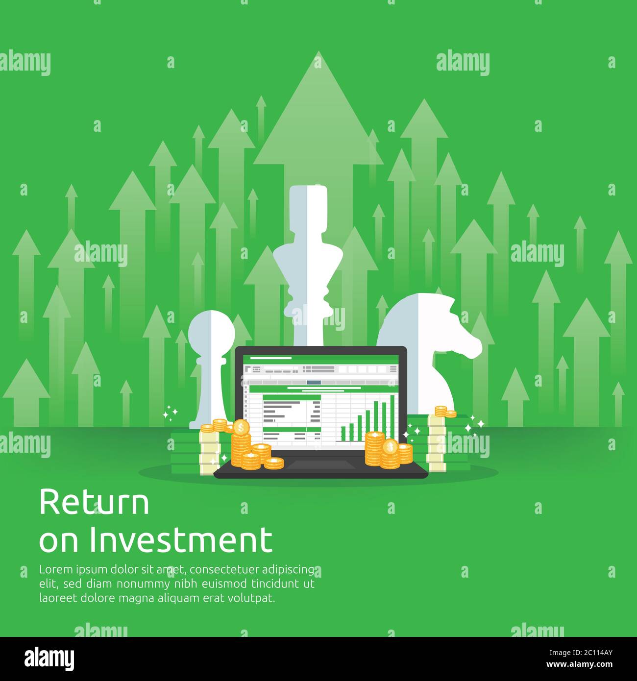 Return on investment ROI concept. business growth arrows to success ...