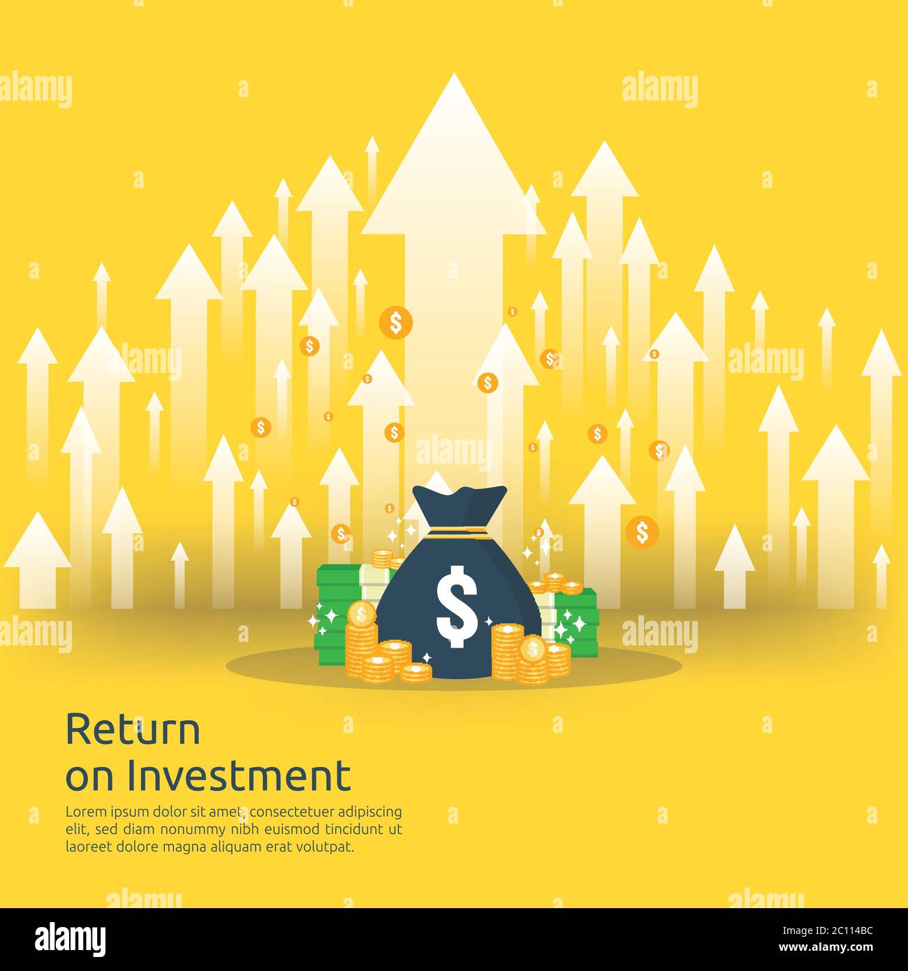 Return on investment ROI concept. business growth arrows to success ...