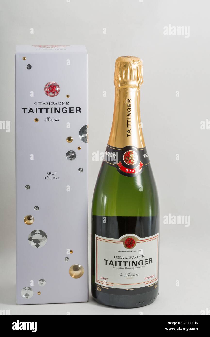 KYIV, UKRAINE - MarchL 28, 2020: Taittinger champagne bottle and box ...