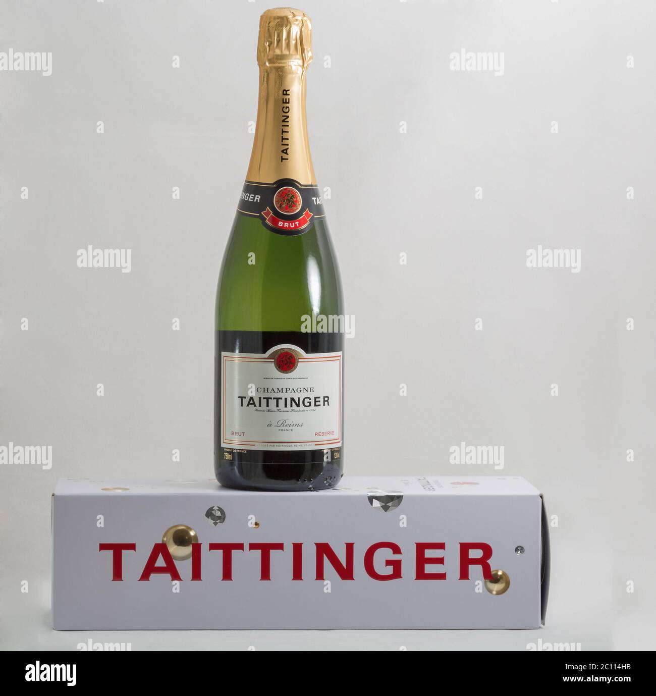 KYIV, UKRAINE - MarchL 28, 2020: Taittinger champagne bottle and box ...