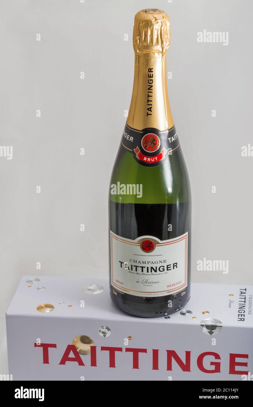 KYIV, UKRAINE - MarchL 28, 2020: Taittinger champagne bottle and box ...