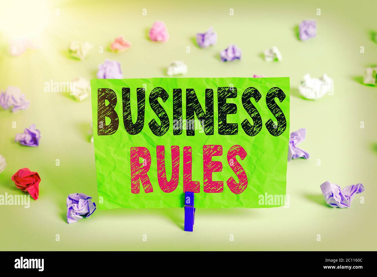 Writing note showing Business Rules. Business concept for the ...