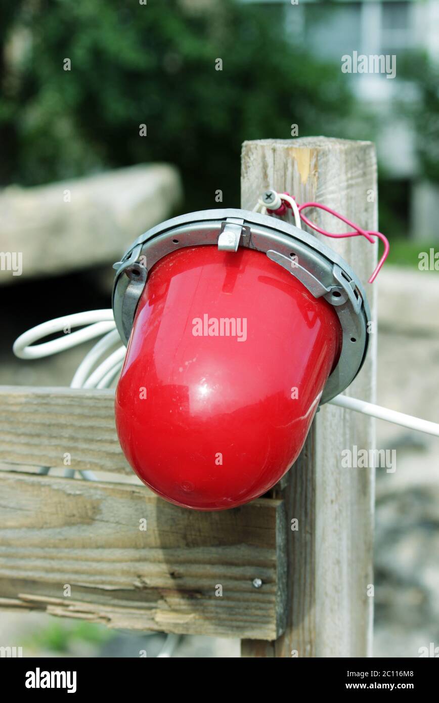 Red warning light which enclosing the ditch, where the repair of water ...