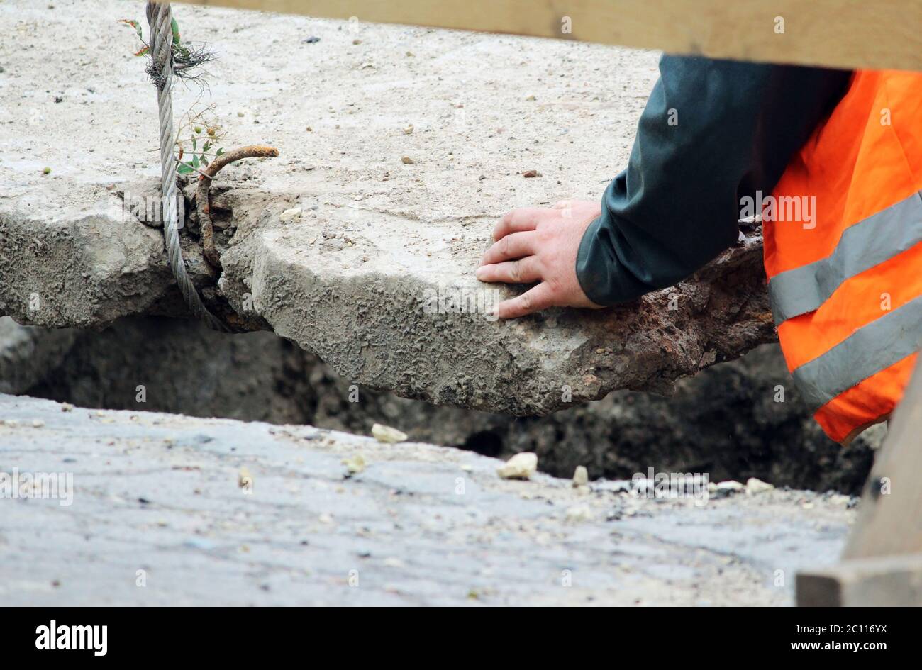 lowering the concrete slab and creating duct protection of the water ...