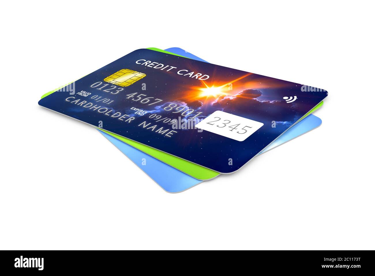 three credit cards for payment Stock Photo - Alamy