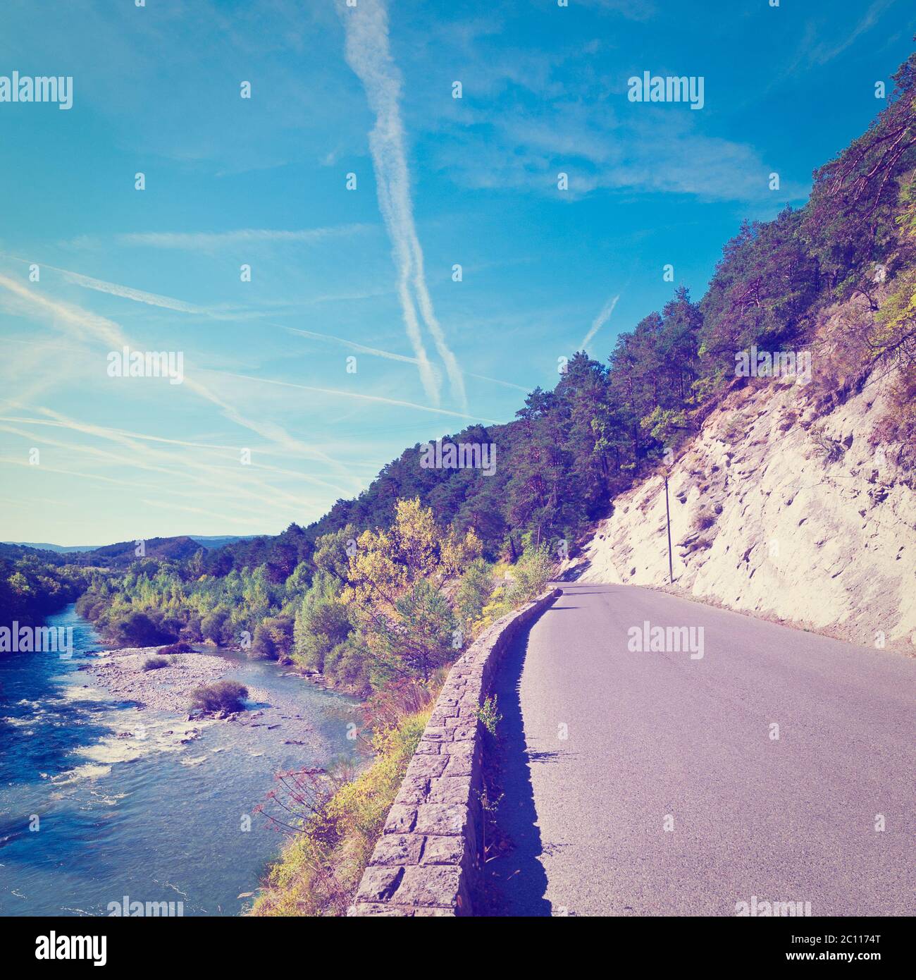 Road along River Stock Photo - Alamy
