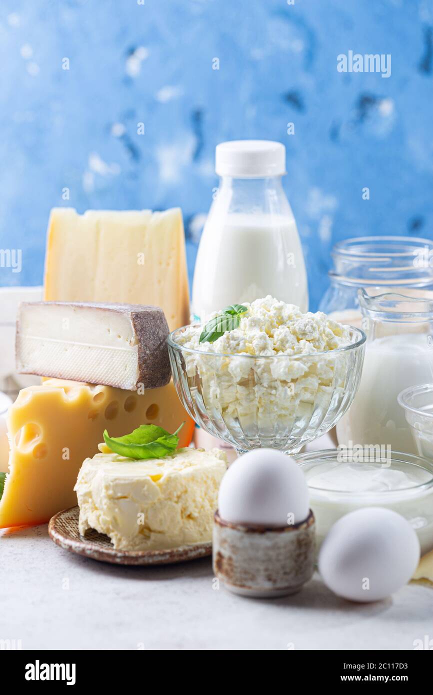 Fresh dairy products, milk, cottage cheese, eggs, yogurt, sour cream ...