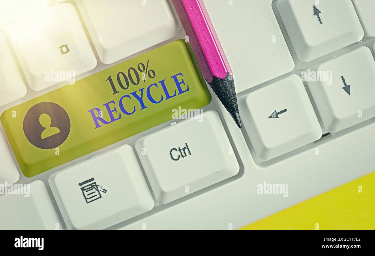 Writing note showing 100 Percent Recycle. Business concept for Set of ...