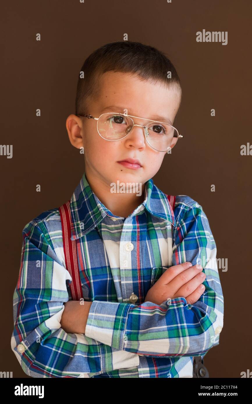 Portrait of smart stylish little boy Stock Photo - Alamy