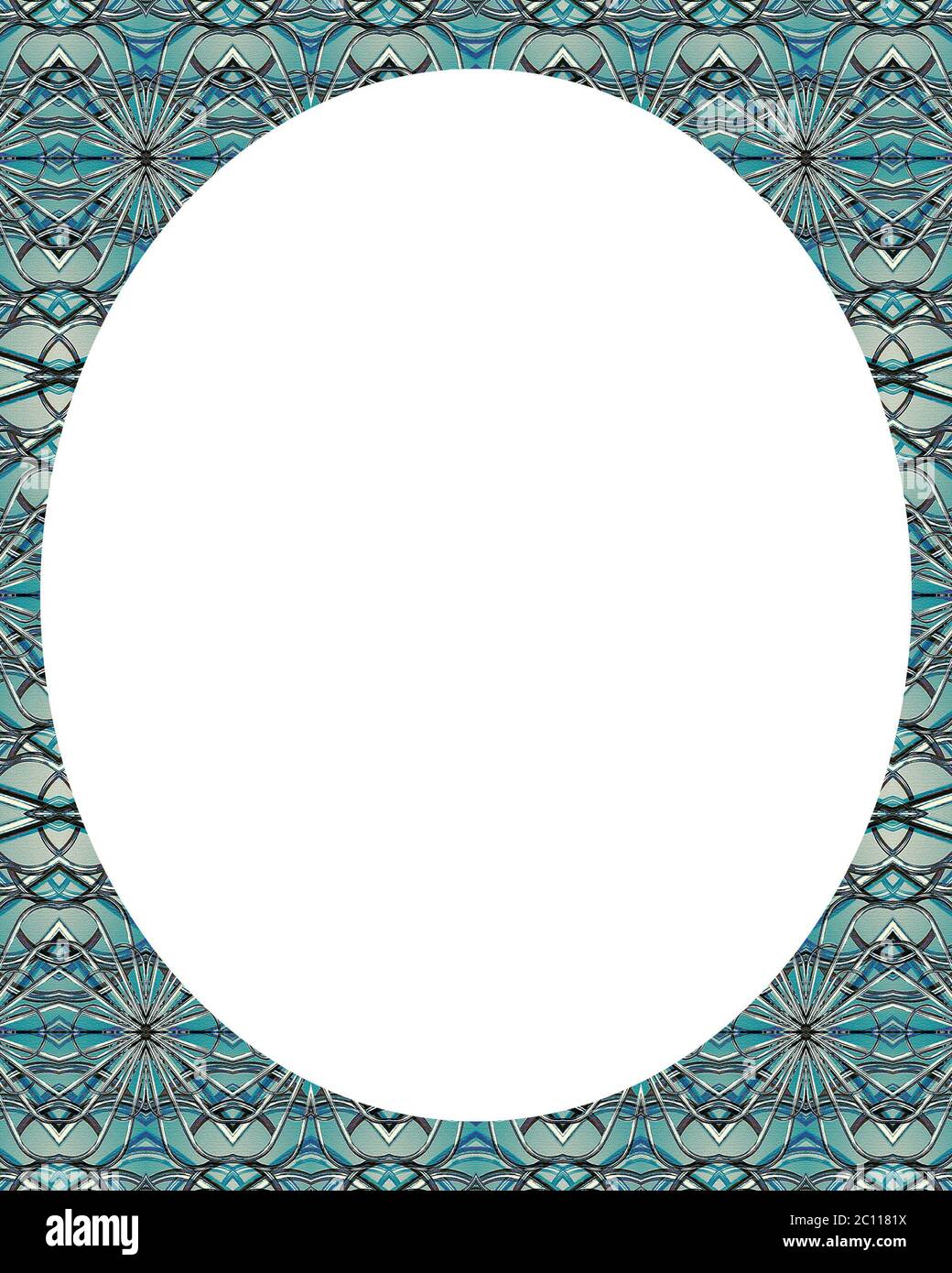 Circle White Background with Decorated Round Borders Stock Photo - Alamy