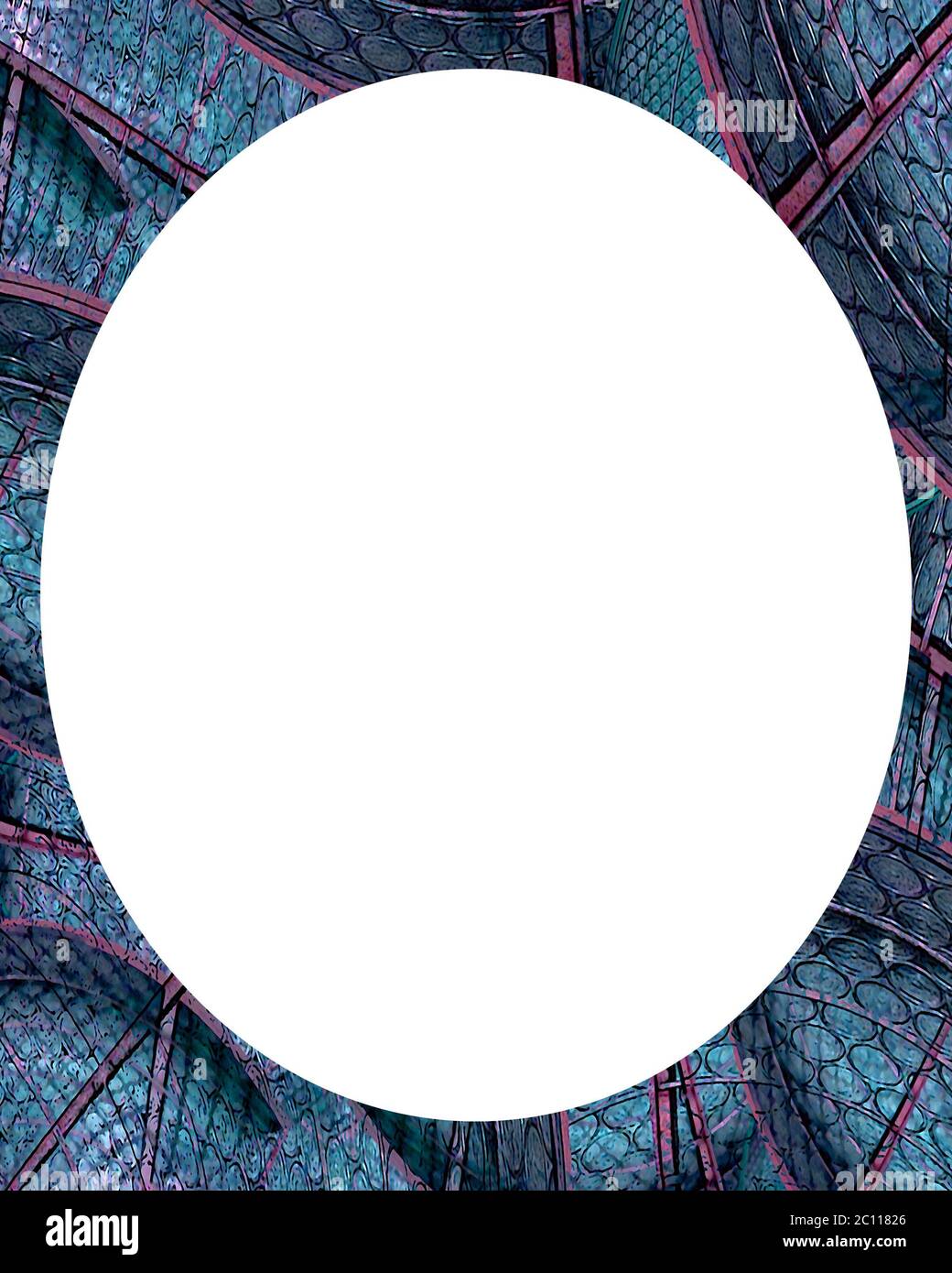 Circle White Background with Decorated Round Borders Stock Photo - Alamy