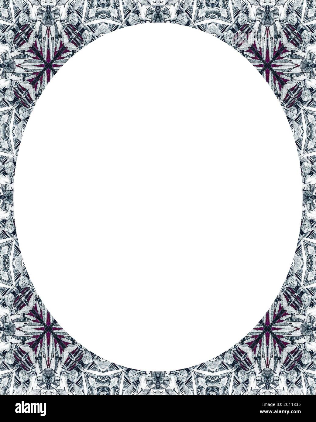 Circle White Background with Decorated Round Borders Stock Photo - Alamy