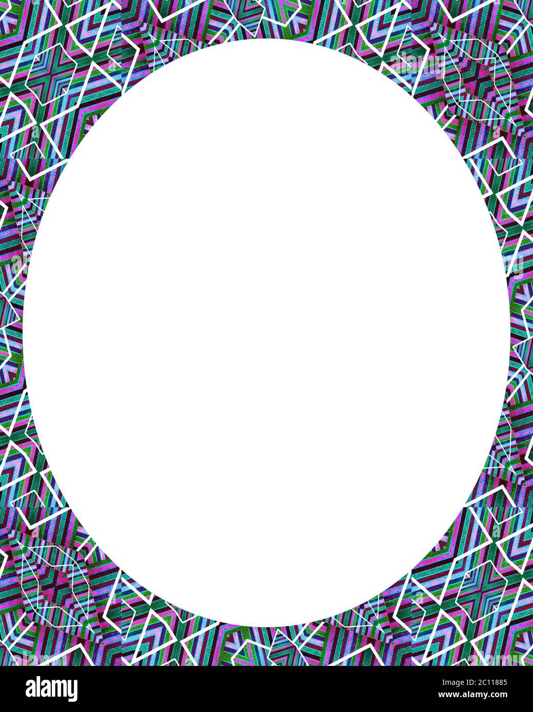Circle White Background with Decorated Round Borders Stock Photo - Alamy