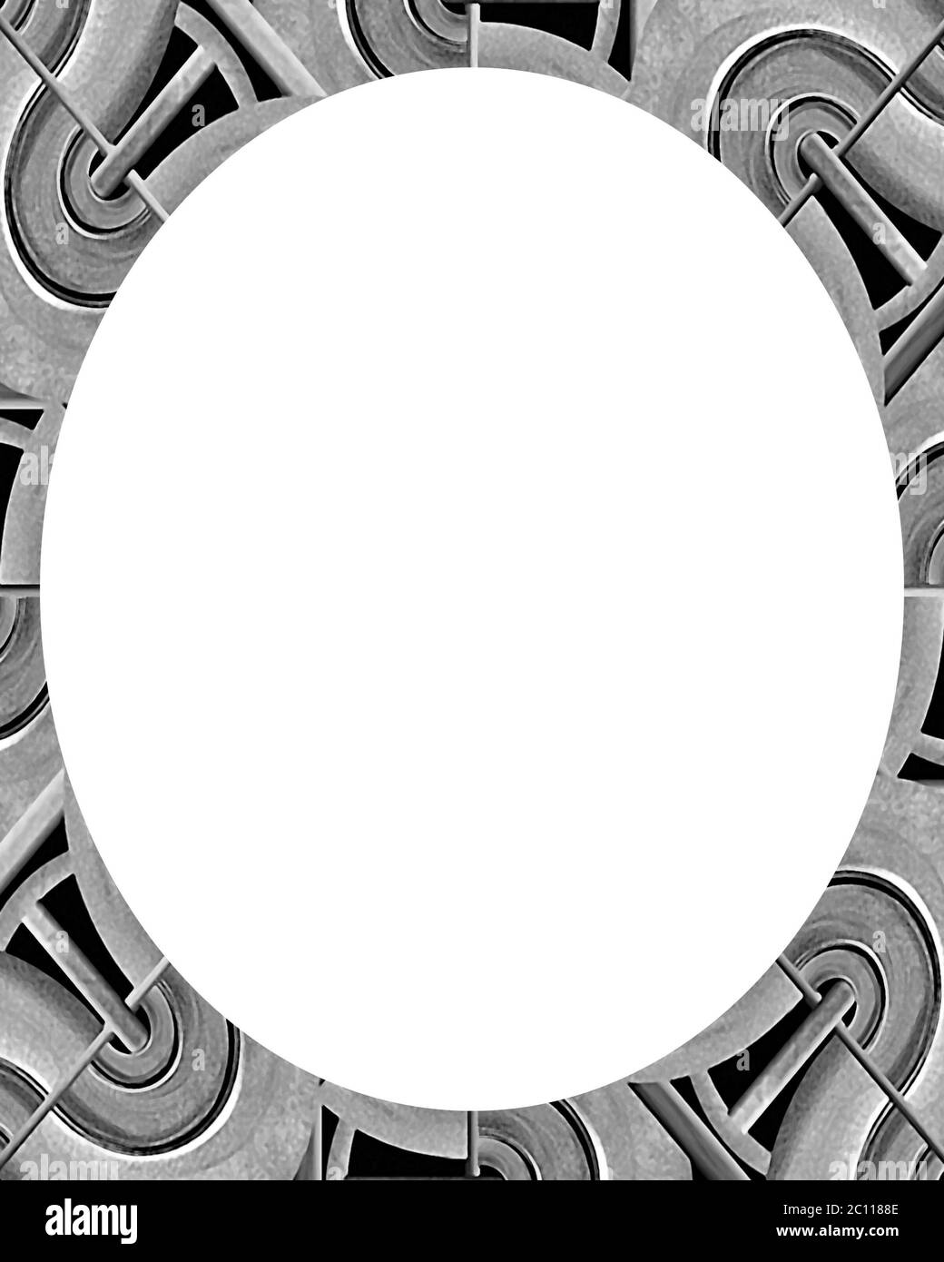 Circle White Background with Decorated Round Borders Stock Photo - Alamy