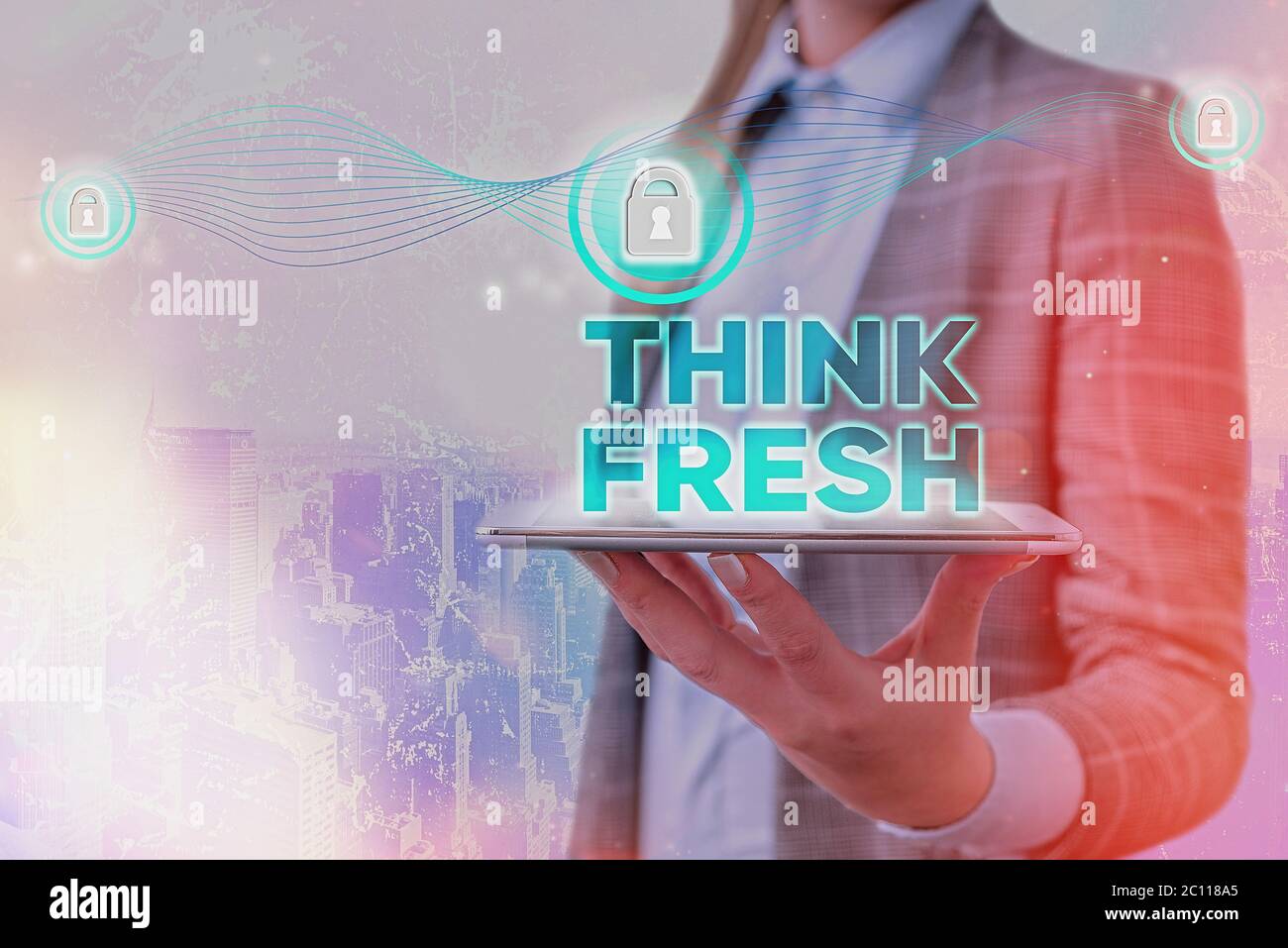 Conceptual hand writing showing Think Fresh. Concept meaning a new ...