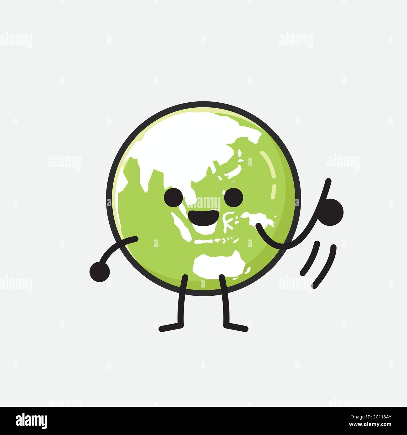 An illustration of Cute Green Earth Mascot Vector Character in Flat ...
