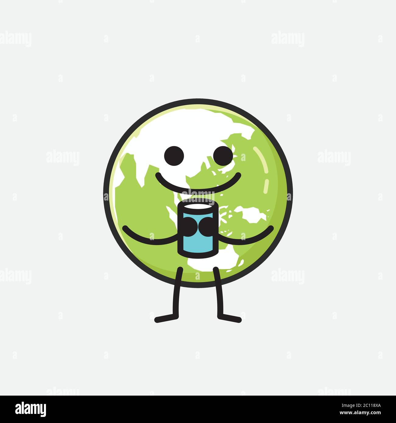 An illustration of Cute Green Earth Mascot Vector Character in Flat ...