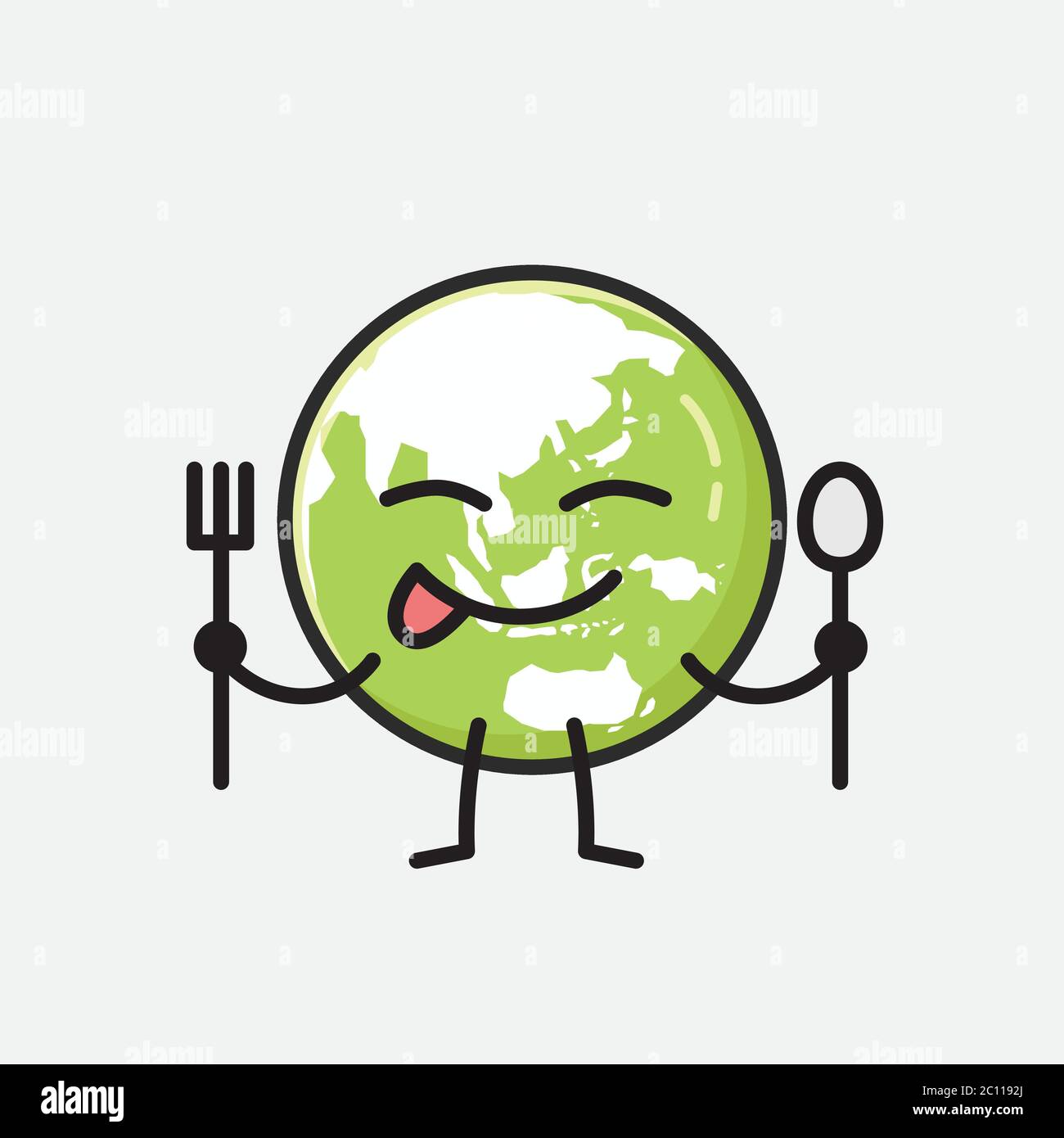 An illustration of Cute Green Earth Mascot Vector Character in Flat ...