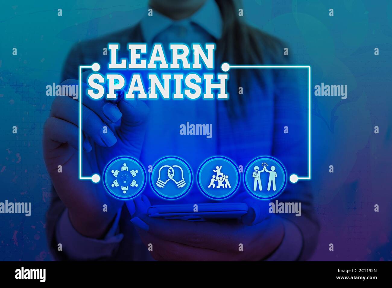Conceptual hand writing showing Learn Spanish. Concept meaning to train ...