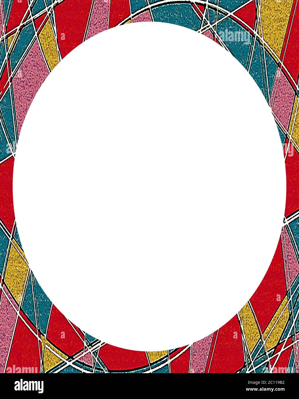 Circle White Frame Background with Decorated Borders Stock Photo - Alamy