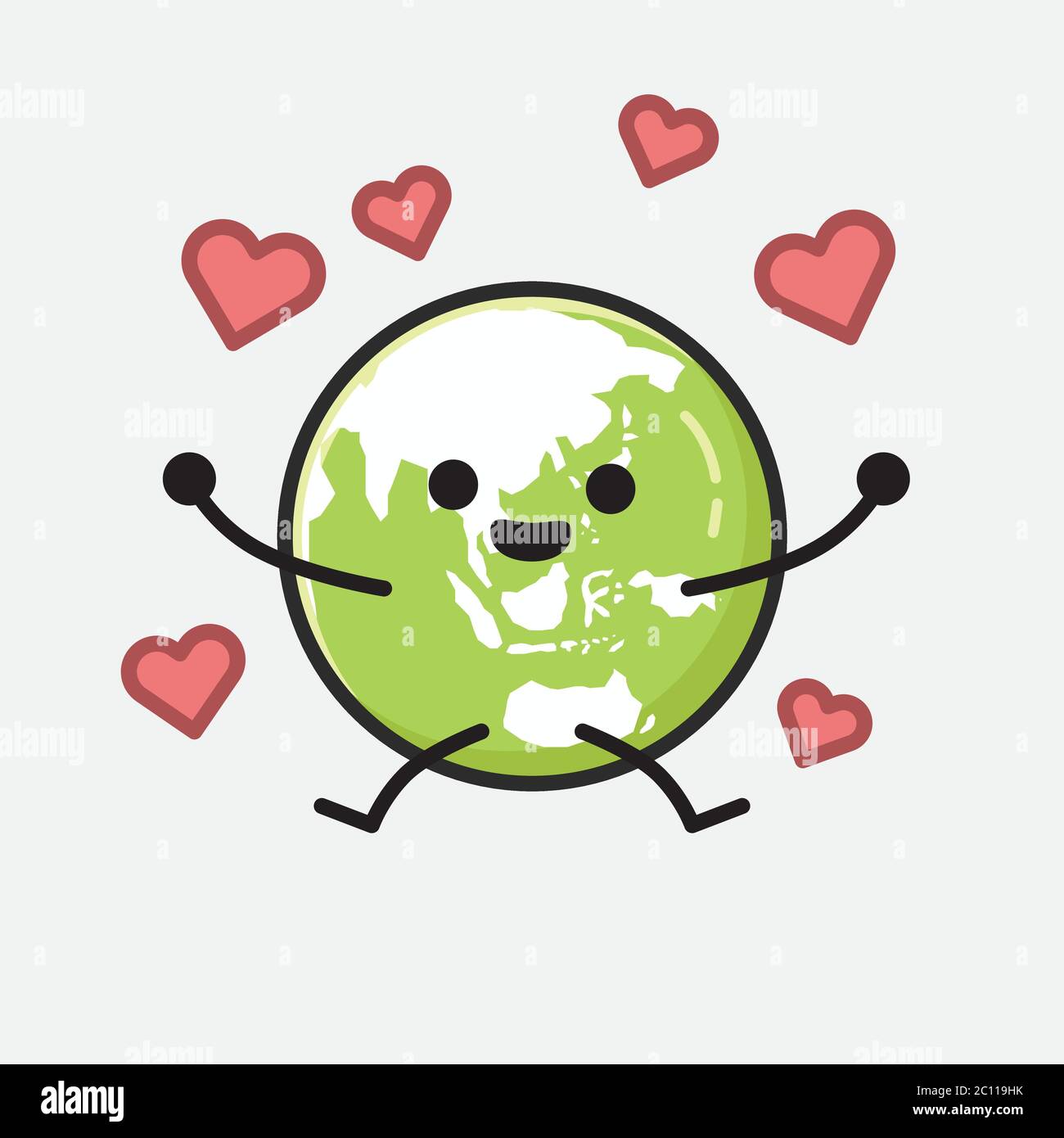 An illustration of Cute Green Earth Mascot Vector Character in Flat ...