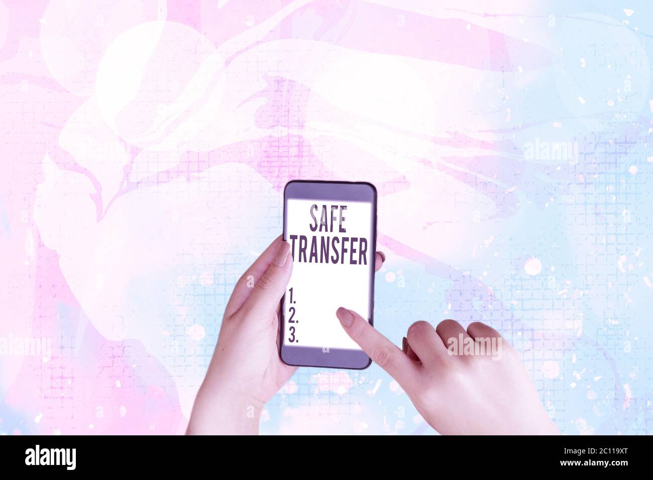 Text sign showing Safe Transfer. Business photo showcasing transmitting ...