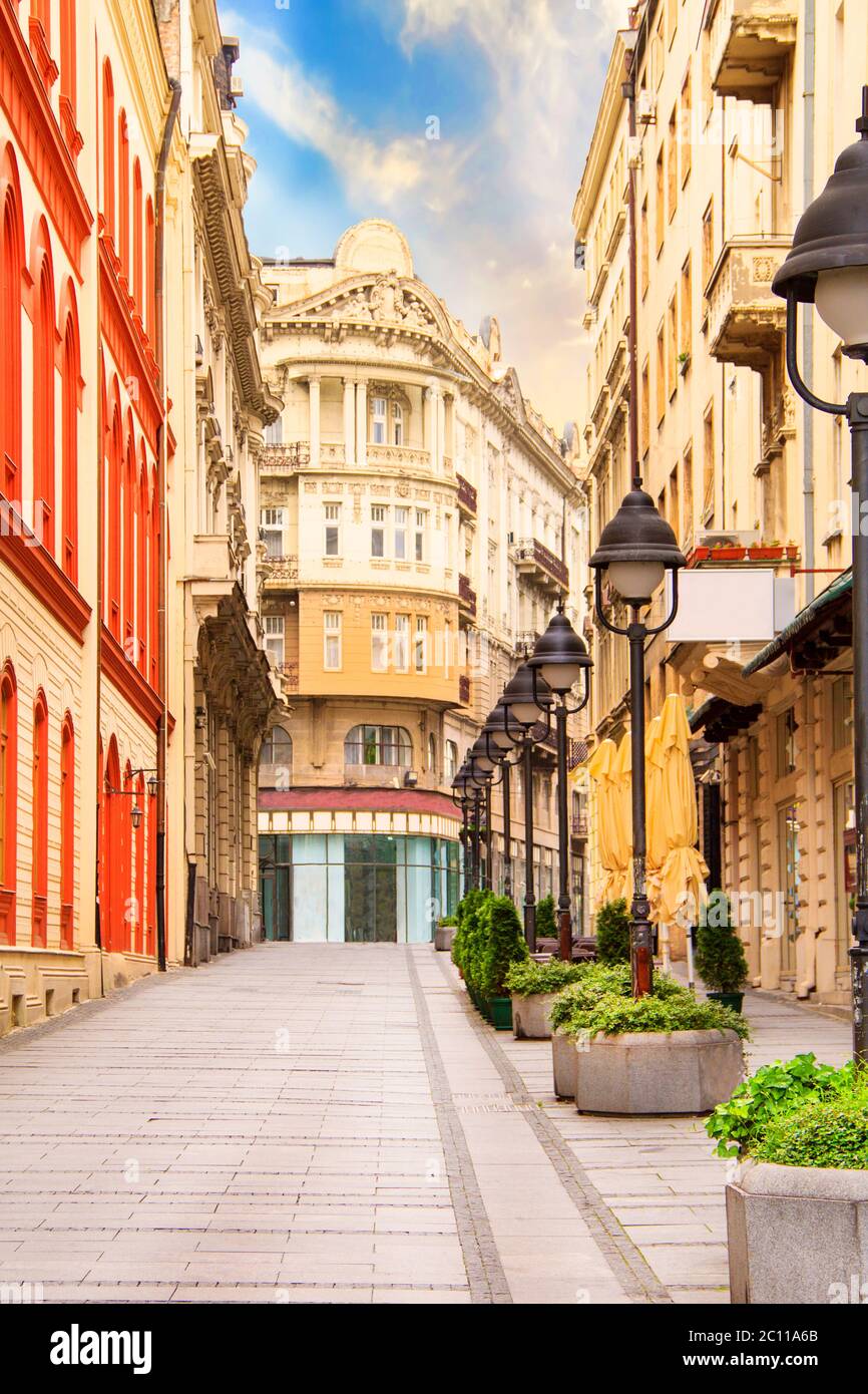 Beautiful view of the street architecture in Belgrade, Serbia Stock ...