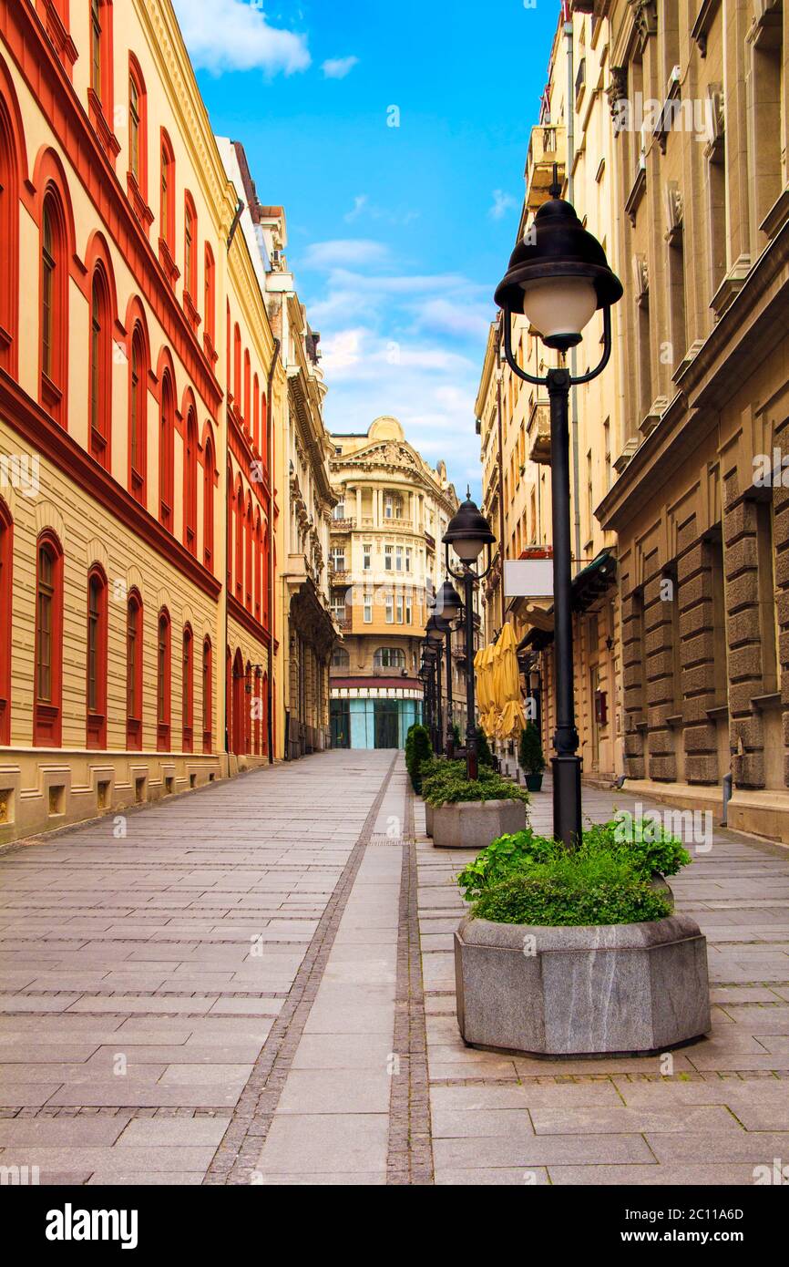 Beautiful view of the street architecture in Belgrade, Serbia Stock ...