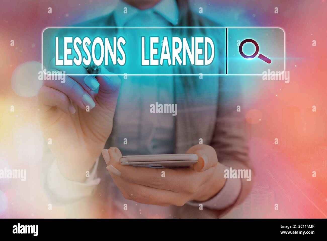 Writing note showing Lessons Learned. Business concept for experiences garnered from ...