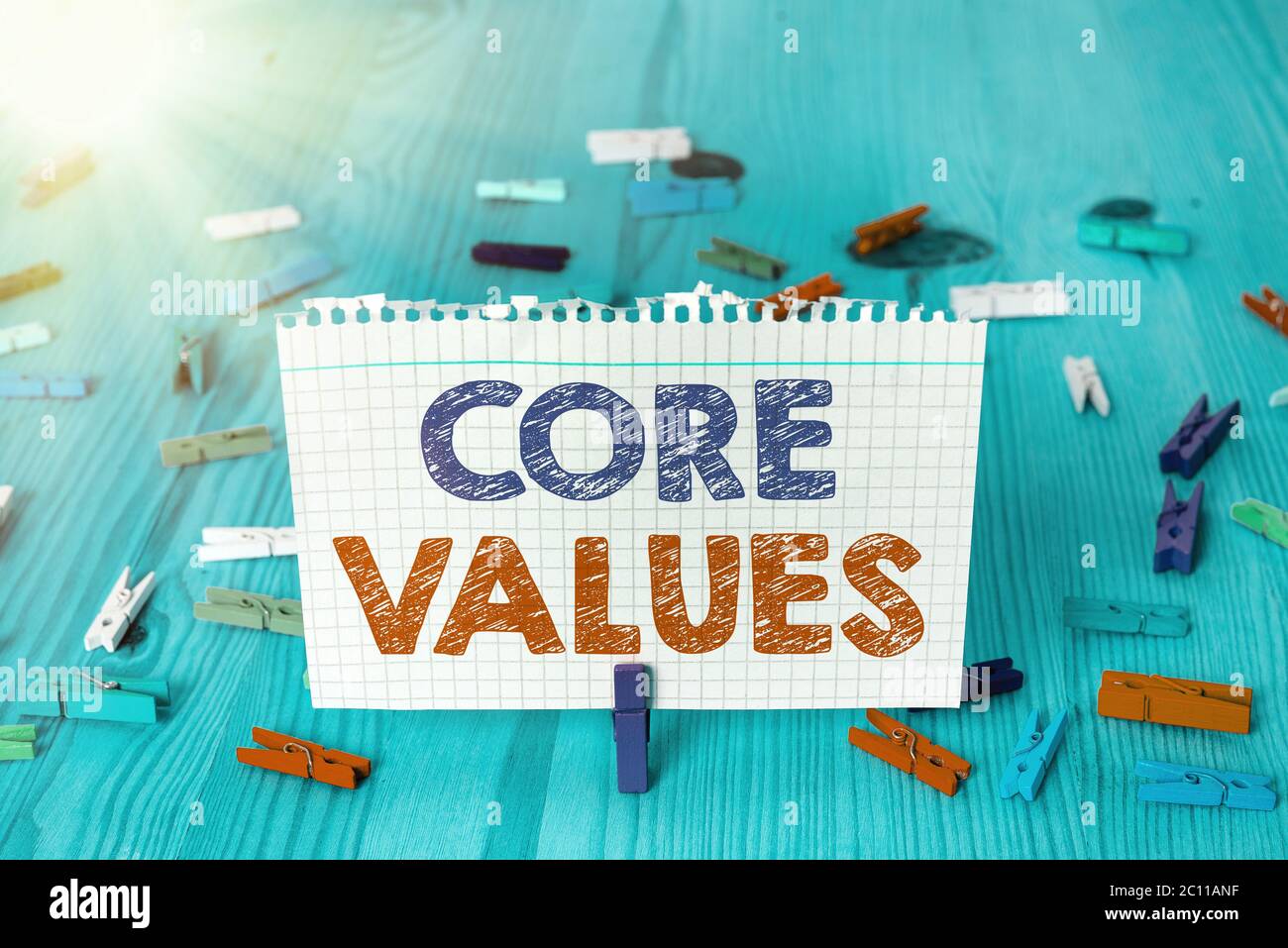 Writing note showing Core Values. Business concept for principles which ...