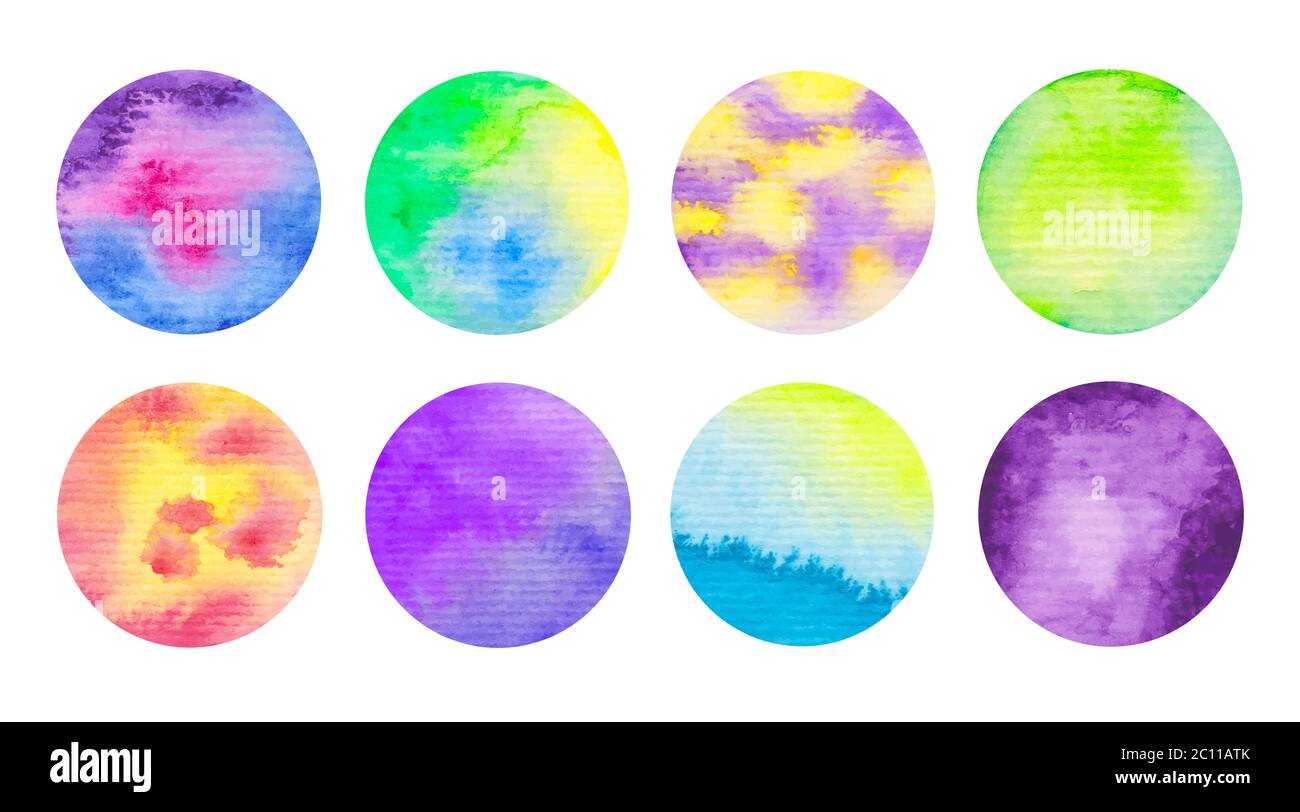 Hand painted watercolor circles set isolated on white background Stock ...