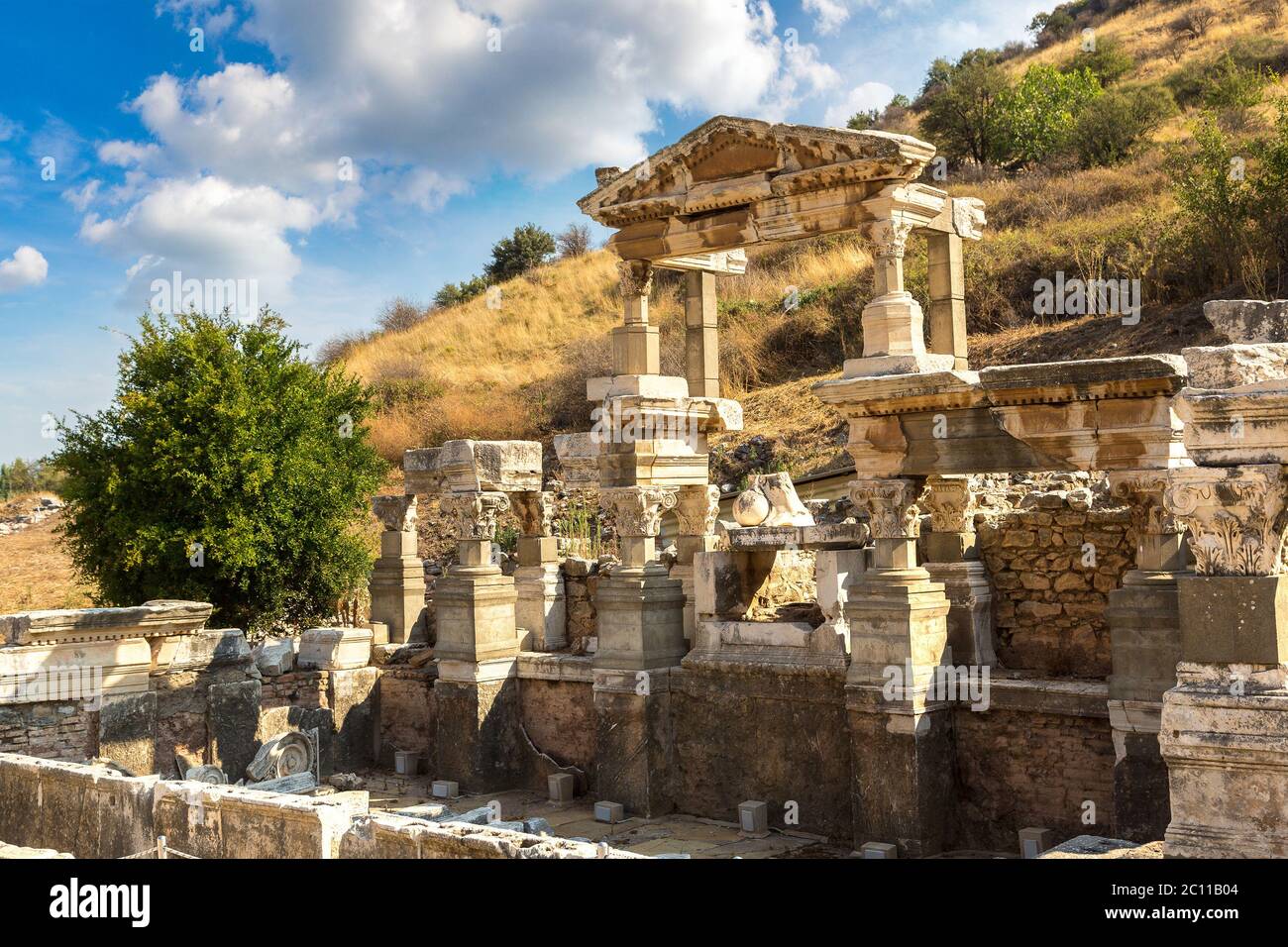 Ruins of the ancient city Ephesus, the ancient Greek city in Turkey, in ...