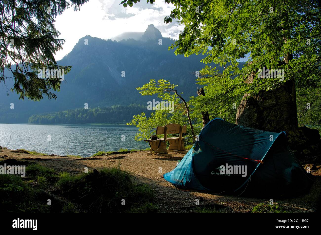 Tent Wild Camping on a Lake in Bavaria, Germany Stock Photo - Alamy