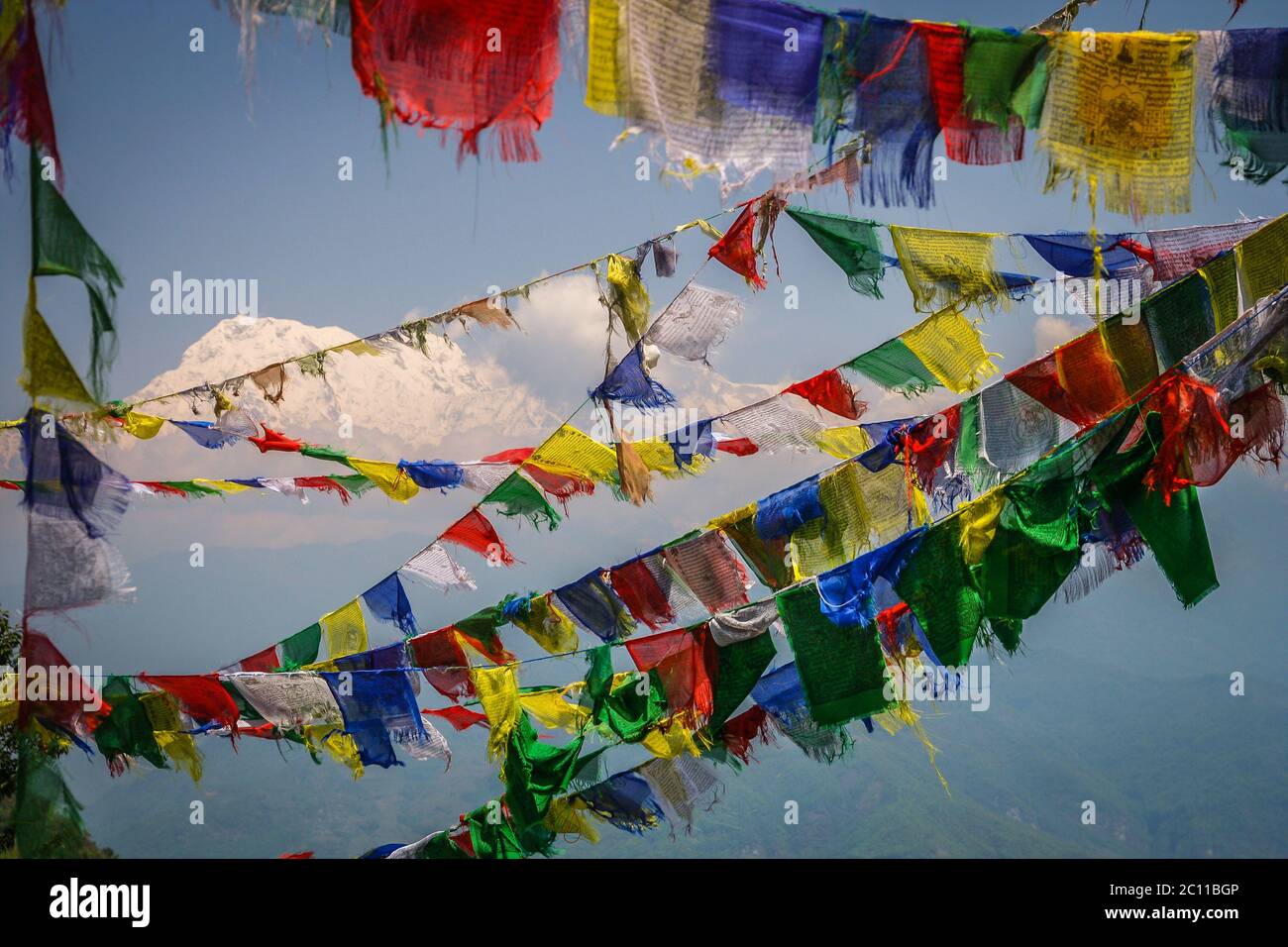 Annapurna and flags Stock Photo - Alamy