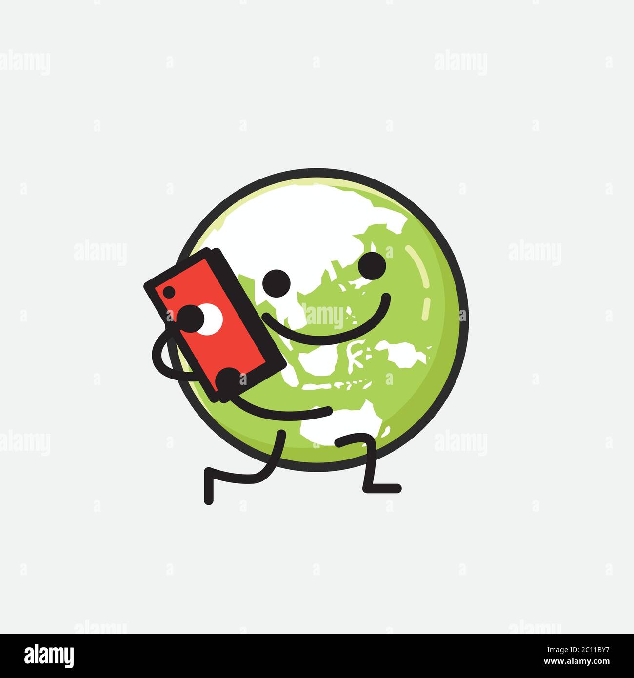An illustration of Cute Green Earth Mascot Vector Character in Flat ...