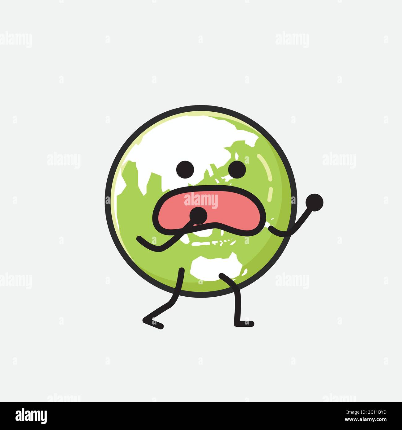 An illustration of Cute Green Earth Mascot Vector Character in Flat ...