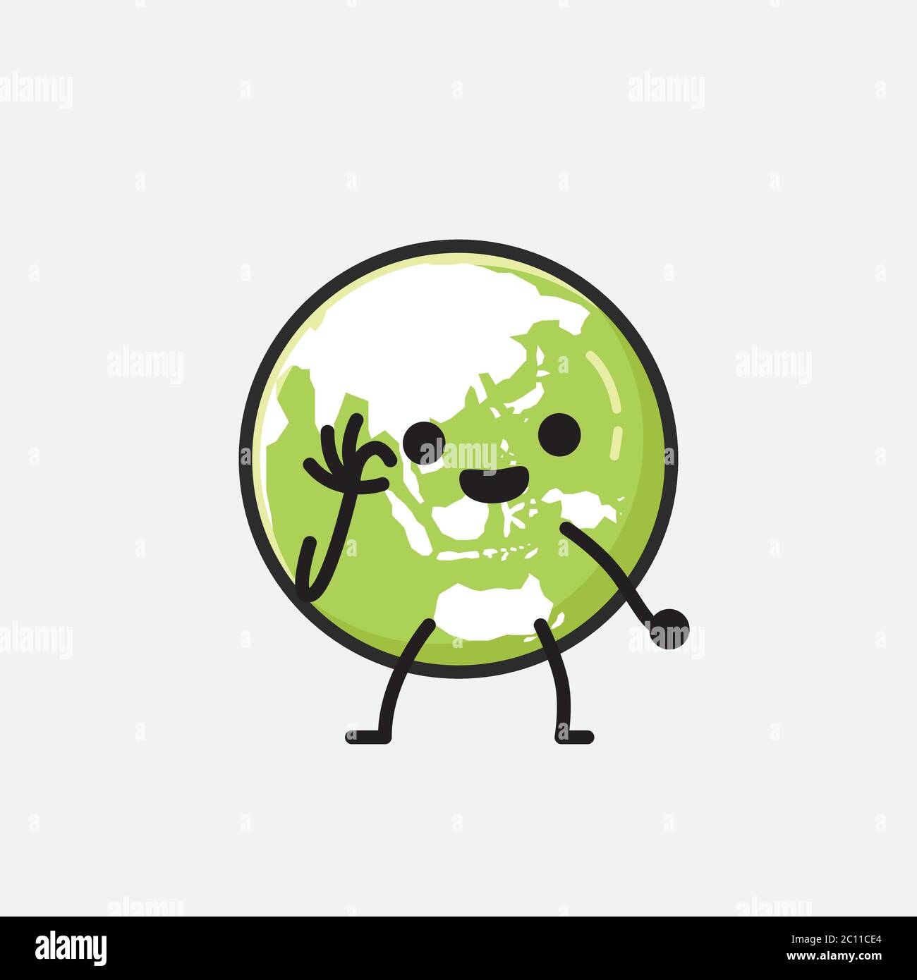 An illustration of Cute Green Earth Mascot Vector Character in Flat ...