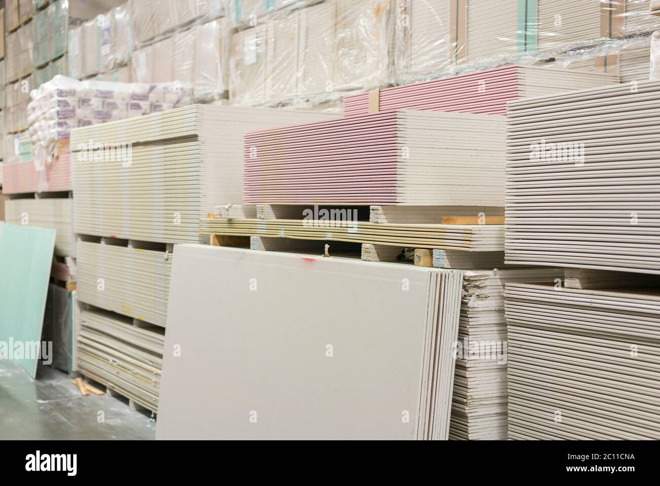 Drywall in a hardware store. Drywall sheets for repair and construction ...