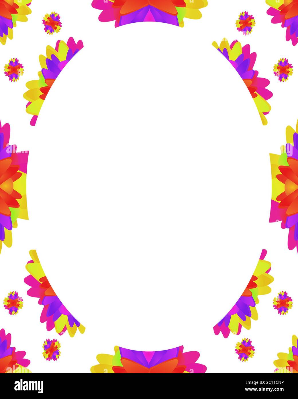 Circle White Frame Background with Decorated Borders Stock Photo - Alamy